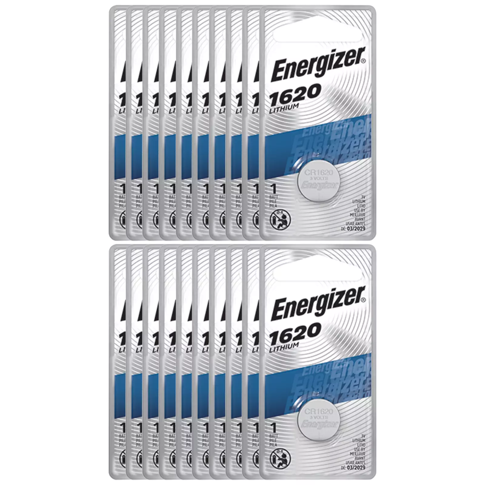 Energizer CR1620 3V Lithium Coin Cell Battery Blister Pack (20 Count ...
