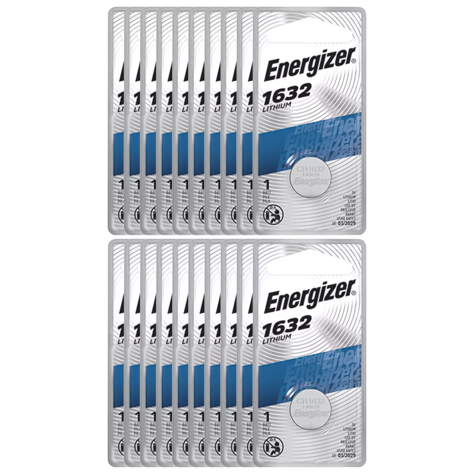 Energizer CR1632 3V Lithium Coin Cell Battery Blister Pack (20 Count ...