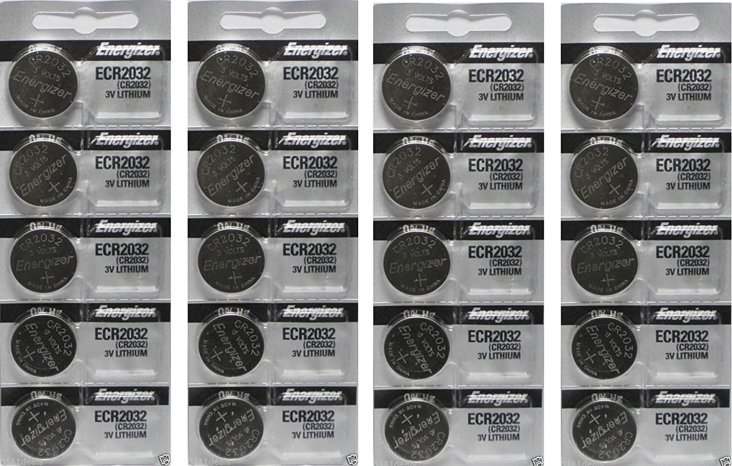 Energizer CR2032 Battery 3V Lithium Coin Cell on Tear Strip (20 Pack ...