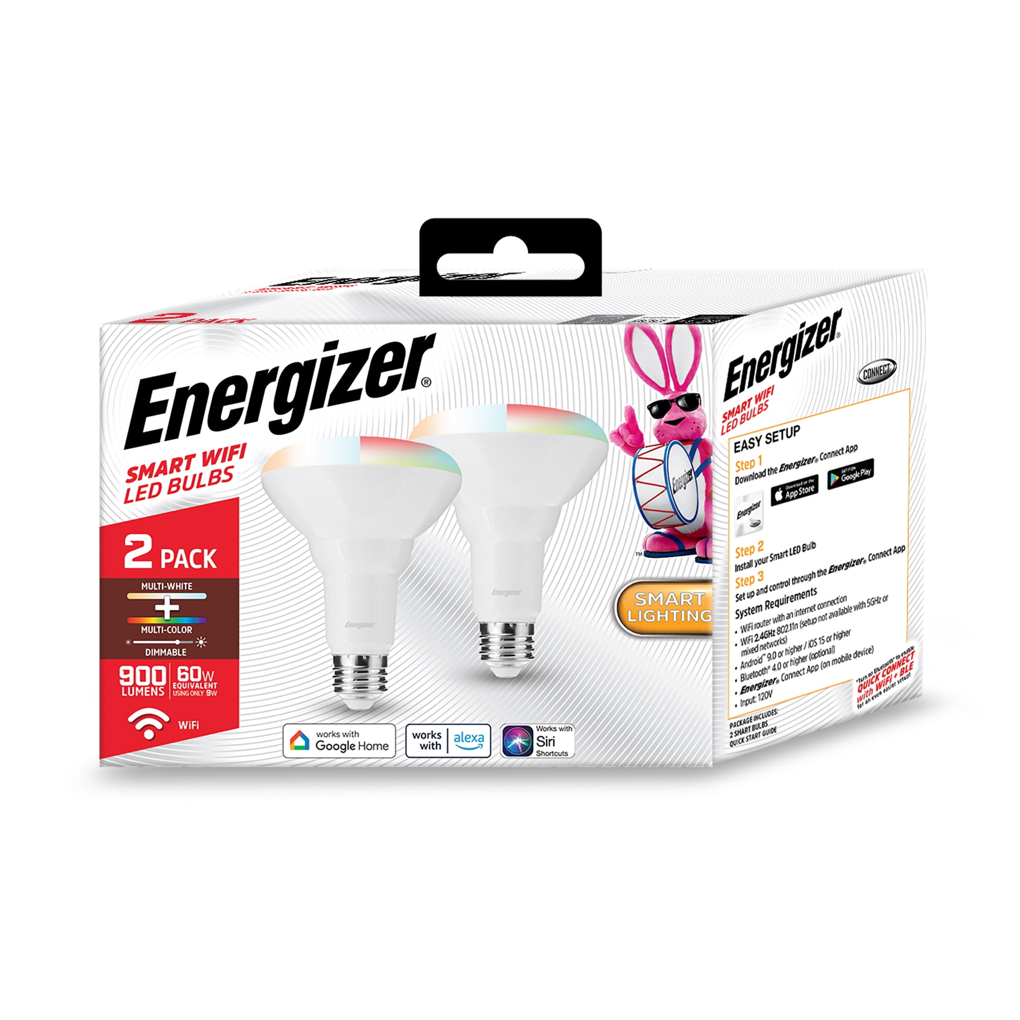 Energizer Connect Smart Wi-Fi BR30 Multi-White + Multi-Color RGB LED ...