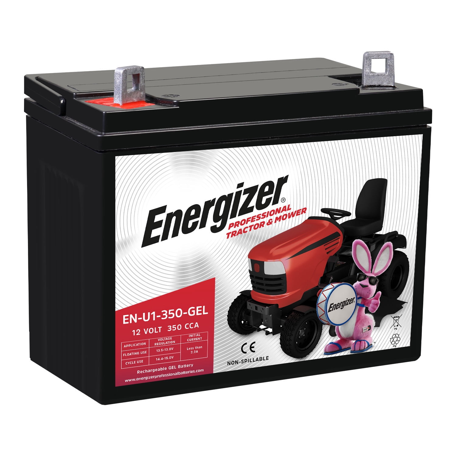 Energizer EN-U1-350-GEL, 12 Volt 350 CCA, Long Lasting Sealed Lead Acid ...
