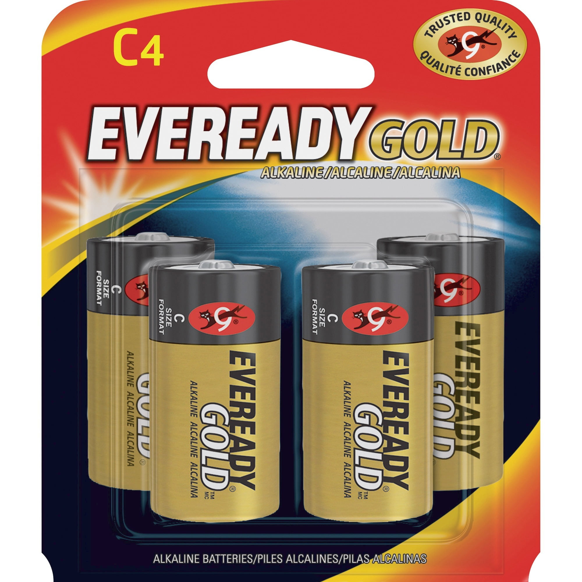 Energizer, EVEA93BP4, Gold Alkaline C Batteries, 4 / Pack, Red ...