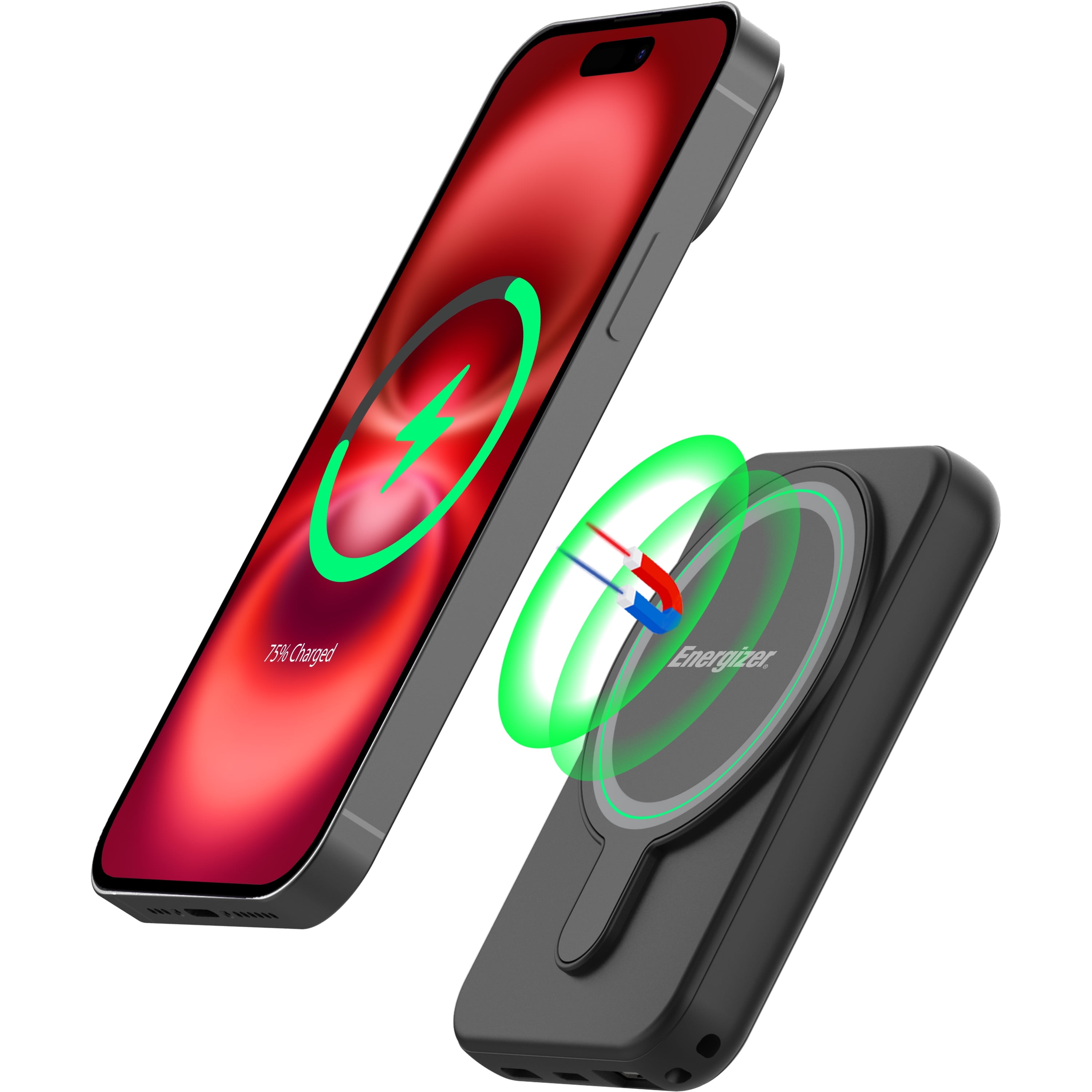 Energizer Magnetic Wireless Power Bank 5,000mAh, MagSafe Compatible, Qi ...