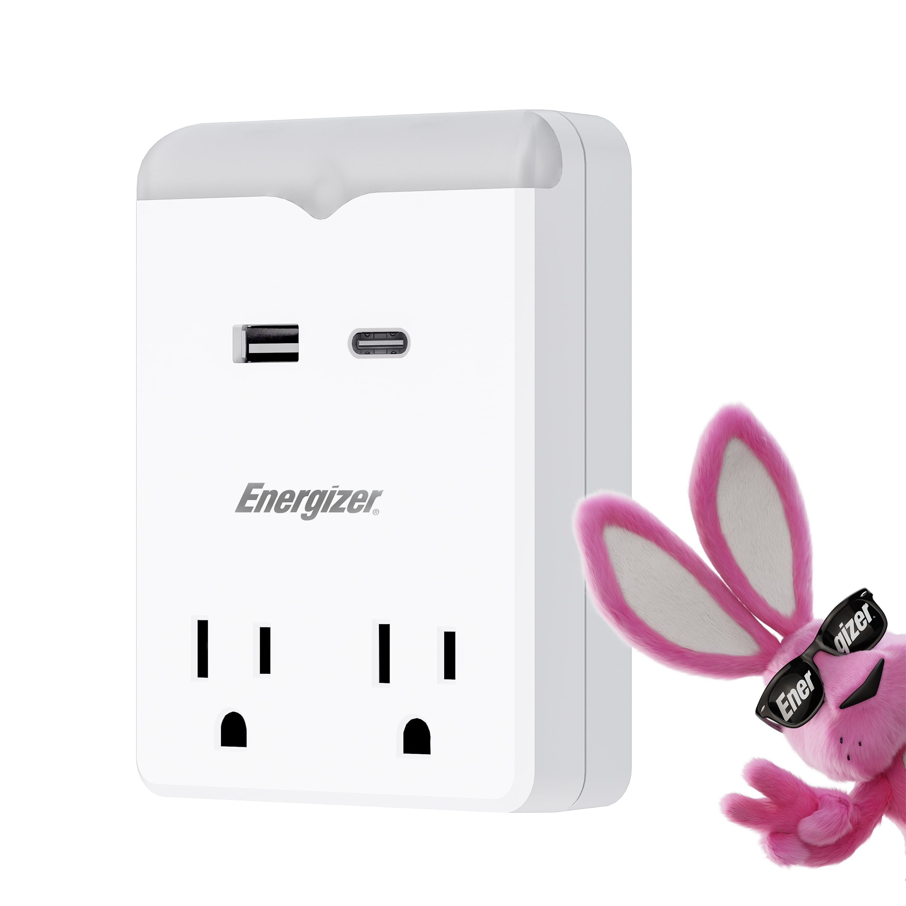 Energizer Multi Plug Wall Outlet Extender with Nightlight (2) AC Power ...