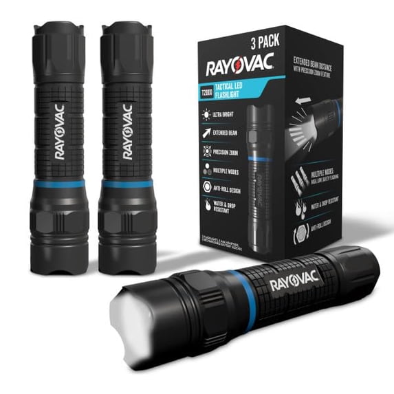Energizer Rayovac T2000 Tactical LED Flashlights, 400 Lumens (3 Pack ...