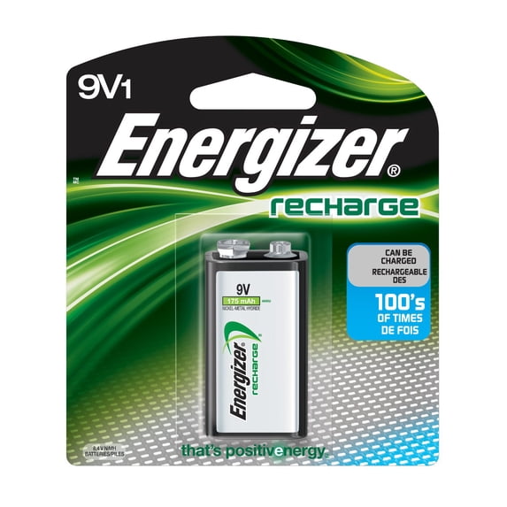 Energizer Recharge Universal 9V Battery, Long-Lasting, Usable for 5 ...