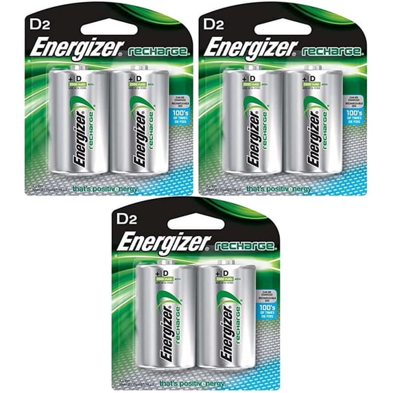 Energizer Rechargeable Batteries, D Size, 2-Count Each, Pack of 3, For ...