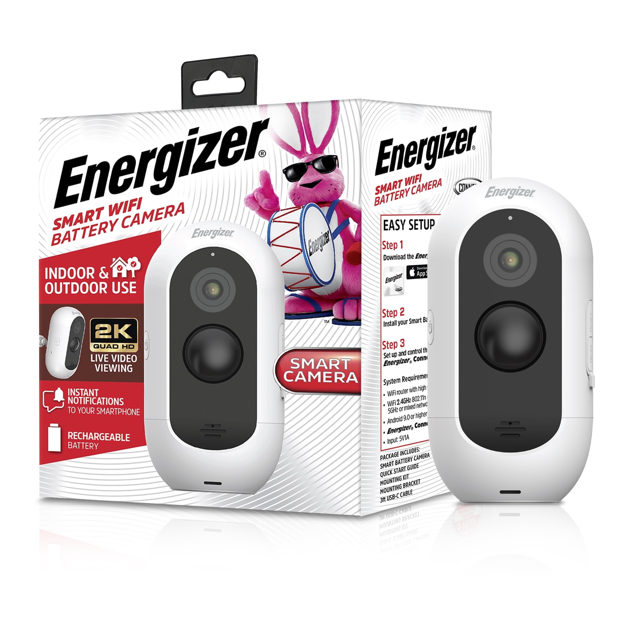 Energizer 2K Wireless Outdoor Security Camera, Rechargeable Battery ...