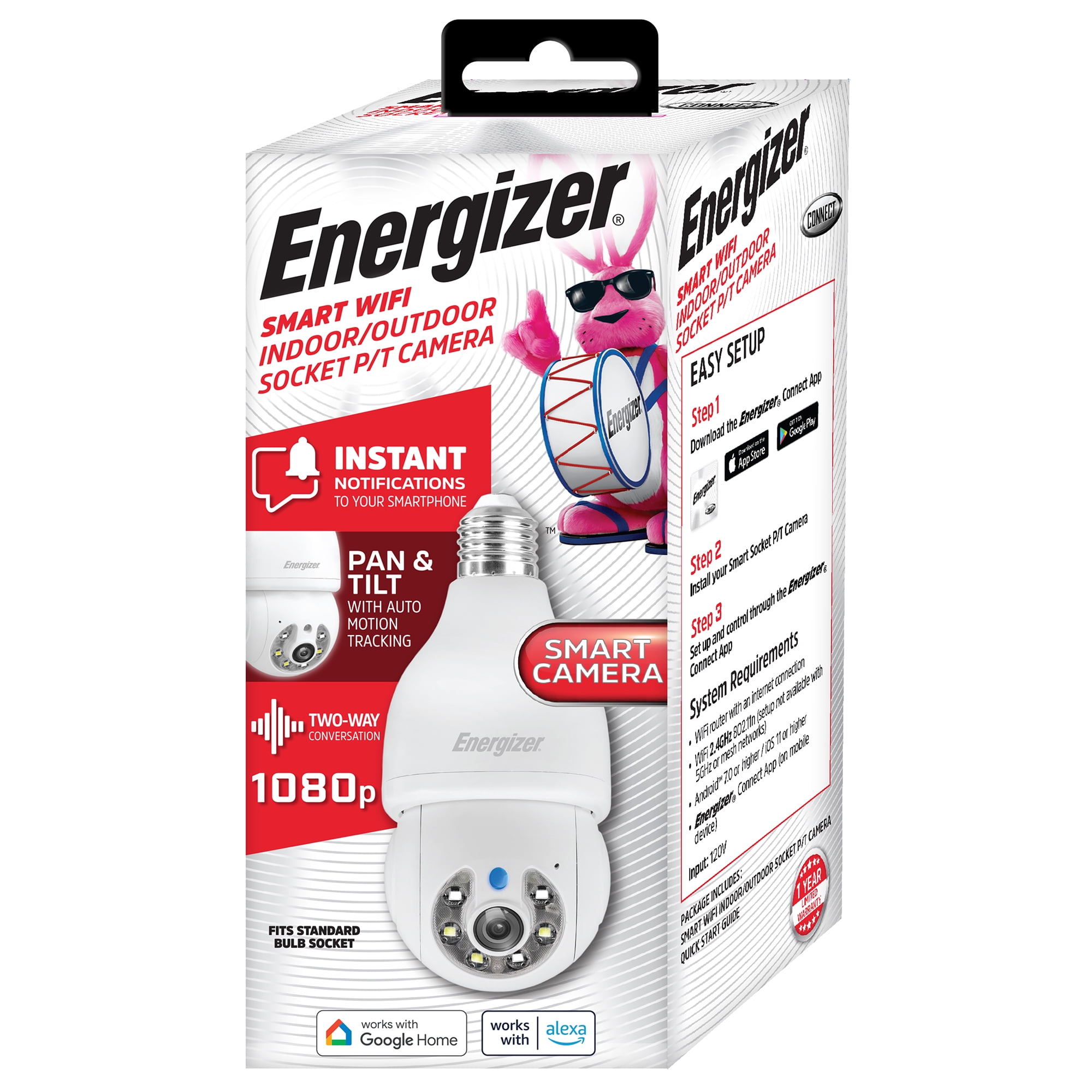 Energizer Smart Outdoor 2K Security Socket Camera with Auto Motion ...