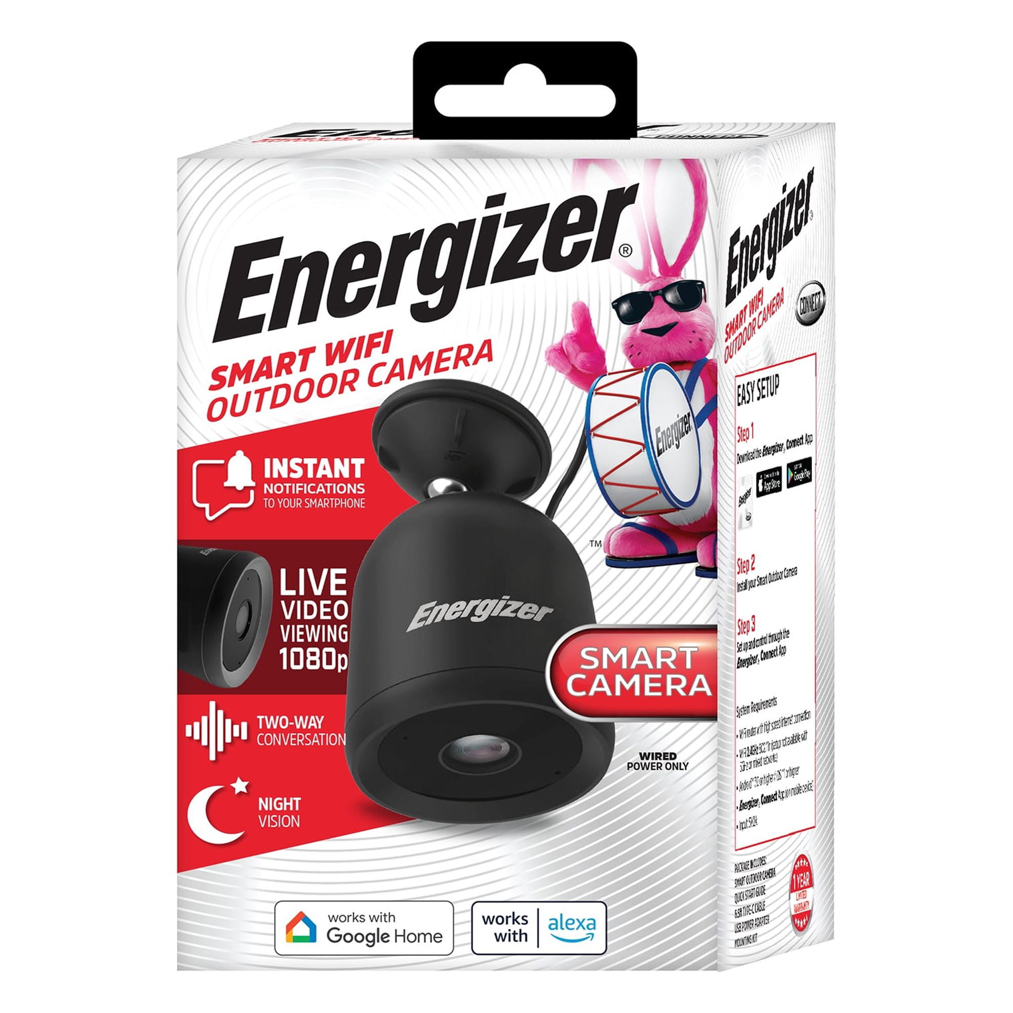 Energizer Smart Outdoor Security Camera 1080P HD with 2-Way Audio ...