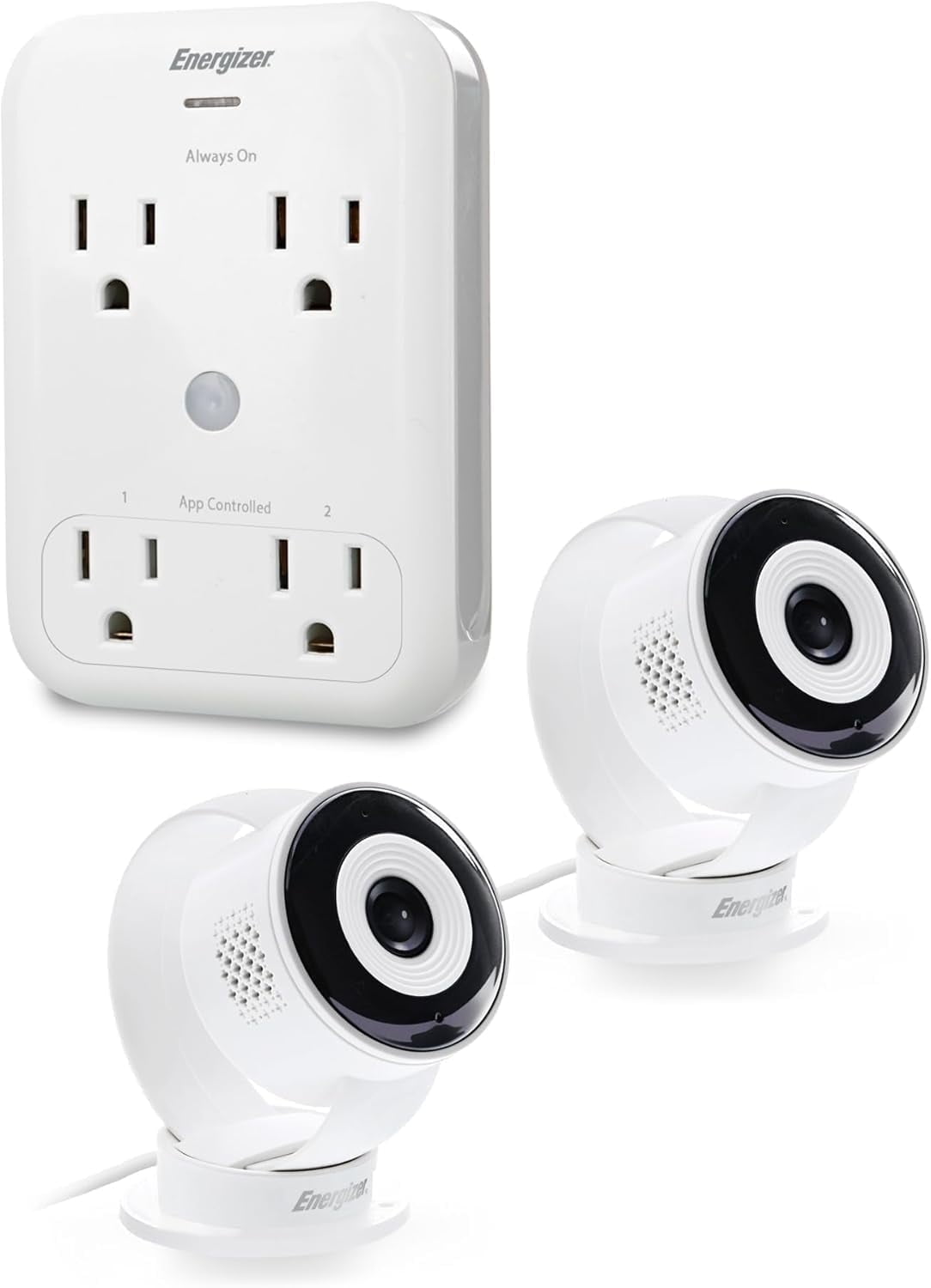 Energizer Smart Wi-Fi Indoor Camera 2-Pack with Smart Wall Tap Outlets ...