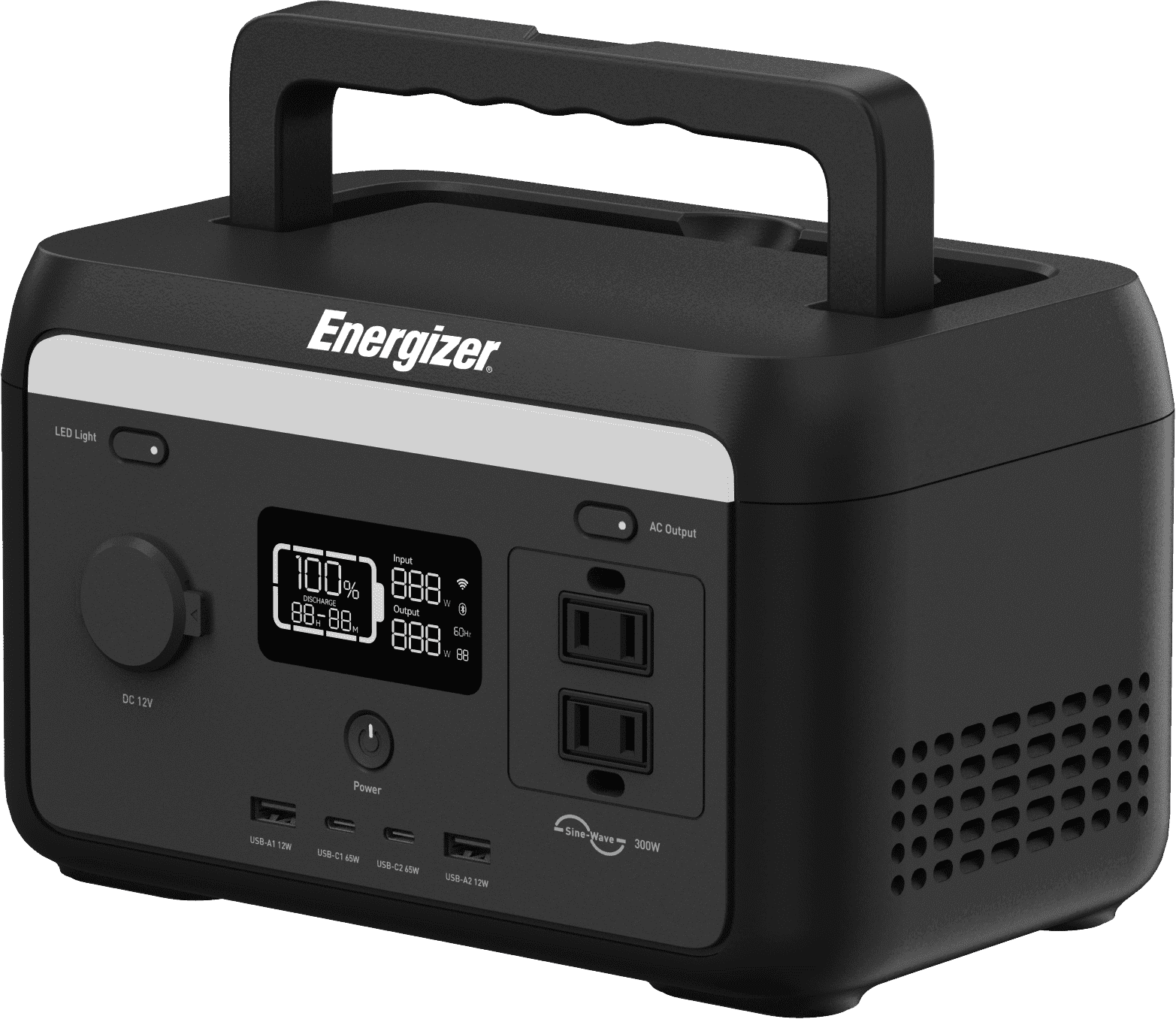 Energizer Solar Peak 300 Portable Power Station, 204.8Wh LiFePO4 Battery, Solar Rechargeable ...