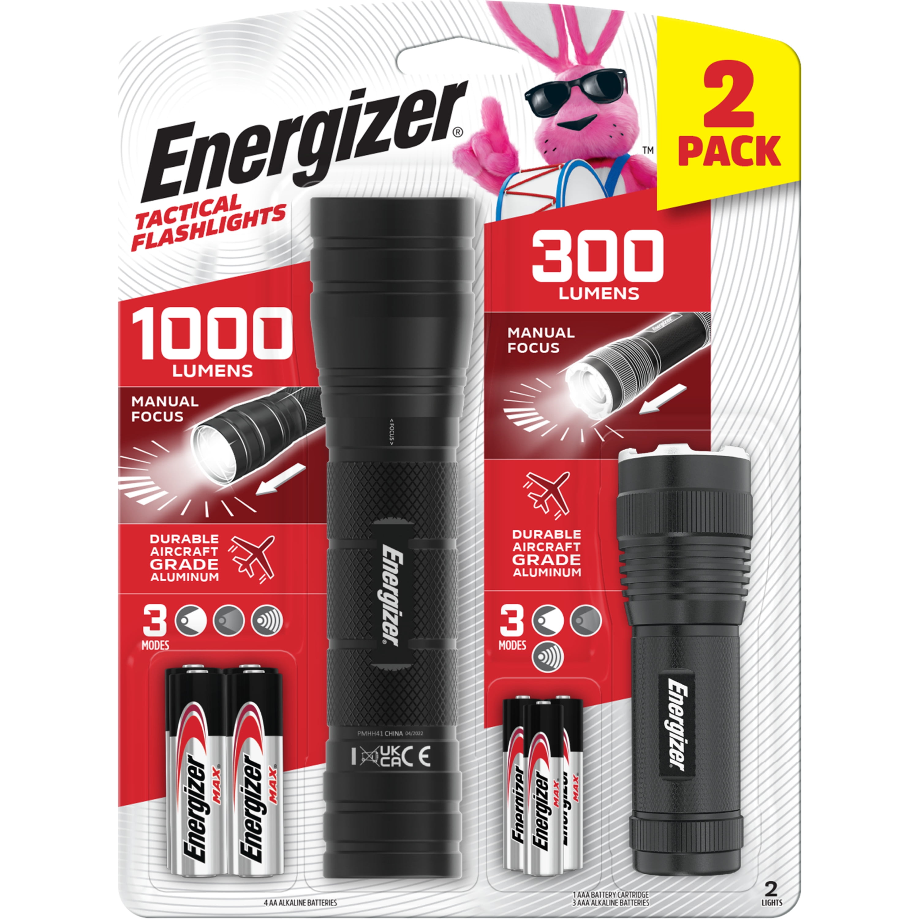 Energizer Tactical Flashlight Combo Pack with Energizer High Lumen ...