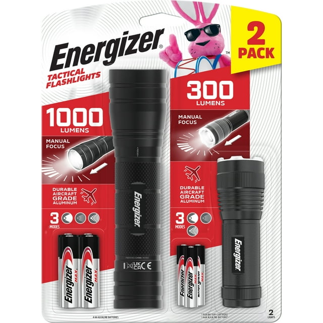 Energizer Tactical Flashlight Combo Pack with Energizer High Lumen ...