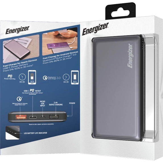 Energizer - UE10015PQ Ultimate Lithium 10,000mAh 18W Fast Charge ...