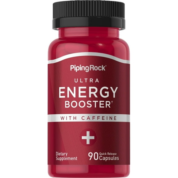 Piping Rock Energy Booster Supplement, 90 Capsules, Caffeine and Herbal ...