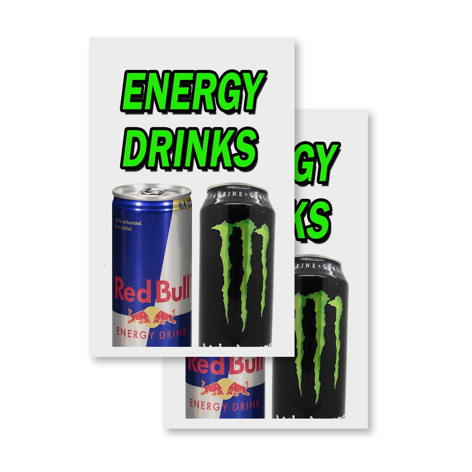 Energy Drinks (2-PACK) 24" x 36" Vinyl Decals | Sign Insert Peel ...
