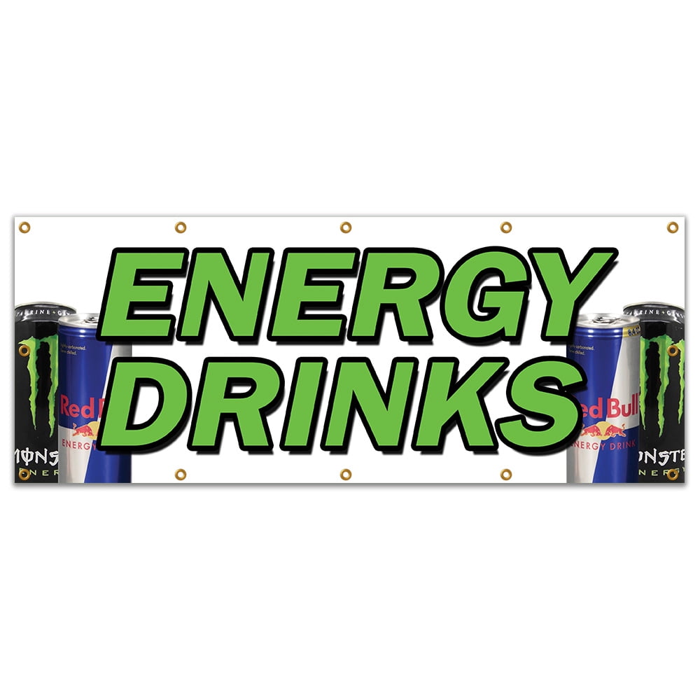 Energy Drinks Banner 48" X 120" Heavy Duty 13 Oz Vinyl Banners with ...