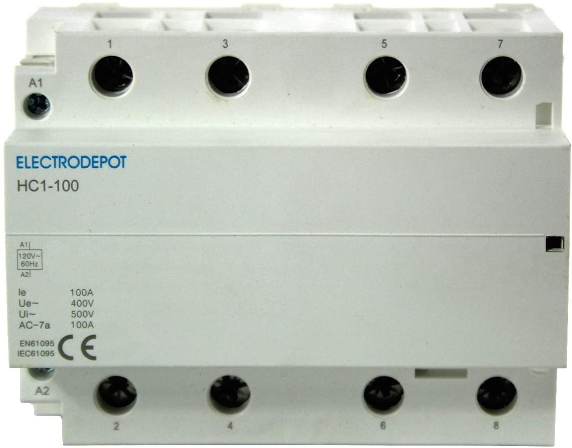 Energy Efficient 100 Amp Contactor Normally Closed NC 100A, 4 Pole 120V ...