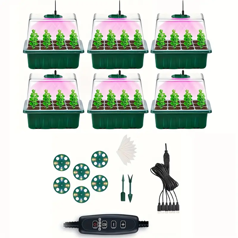 Energy-Efficient Full Spectrum LED Grow Light Kit Cell Seedling Trays ...