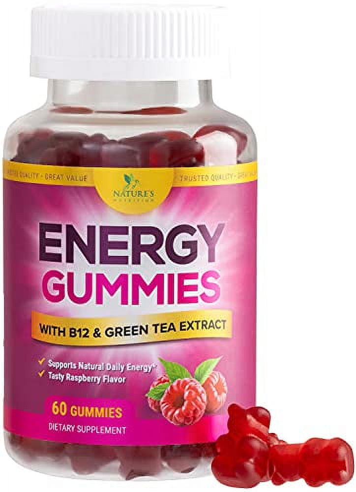 Energy Gummies Vitamin B12, Green Tea and Guarana Extract, Daily Energy ...