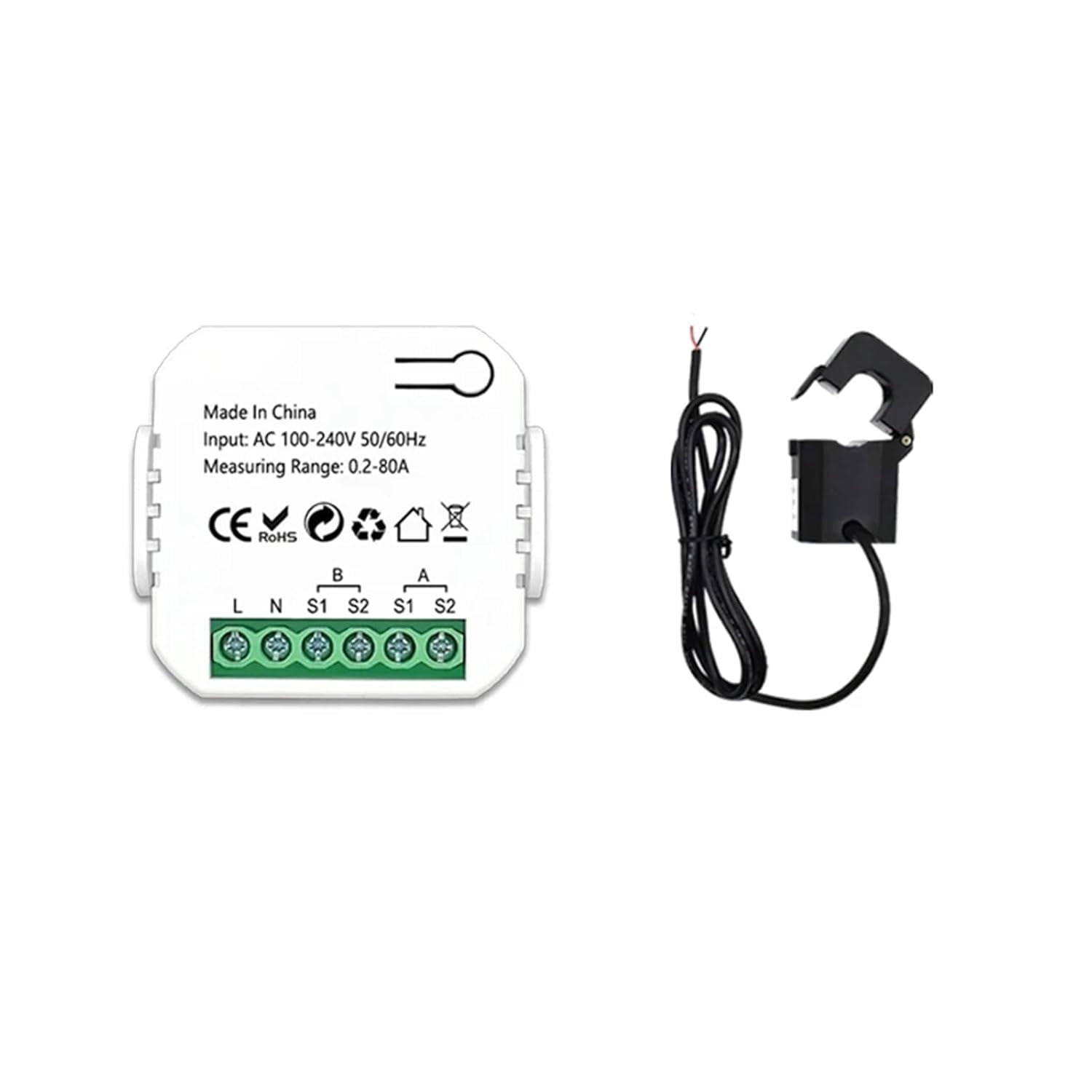 Energy Meter bidirectional 1, 2 Channels with Current Transformer clamp ...