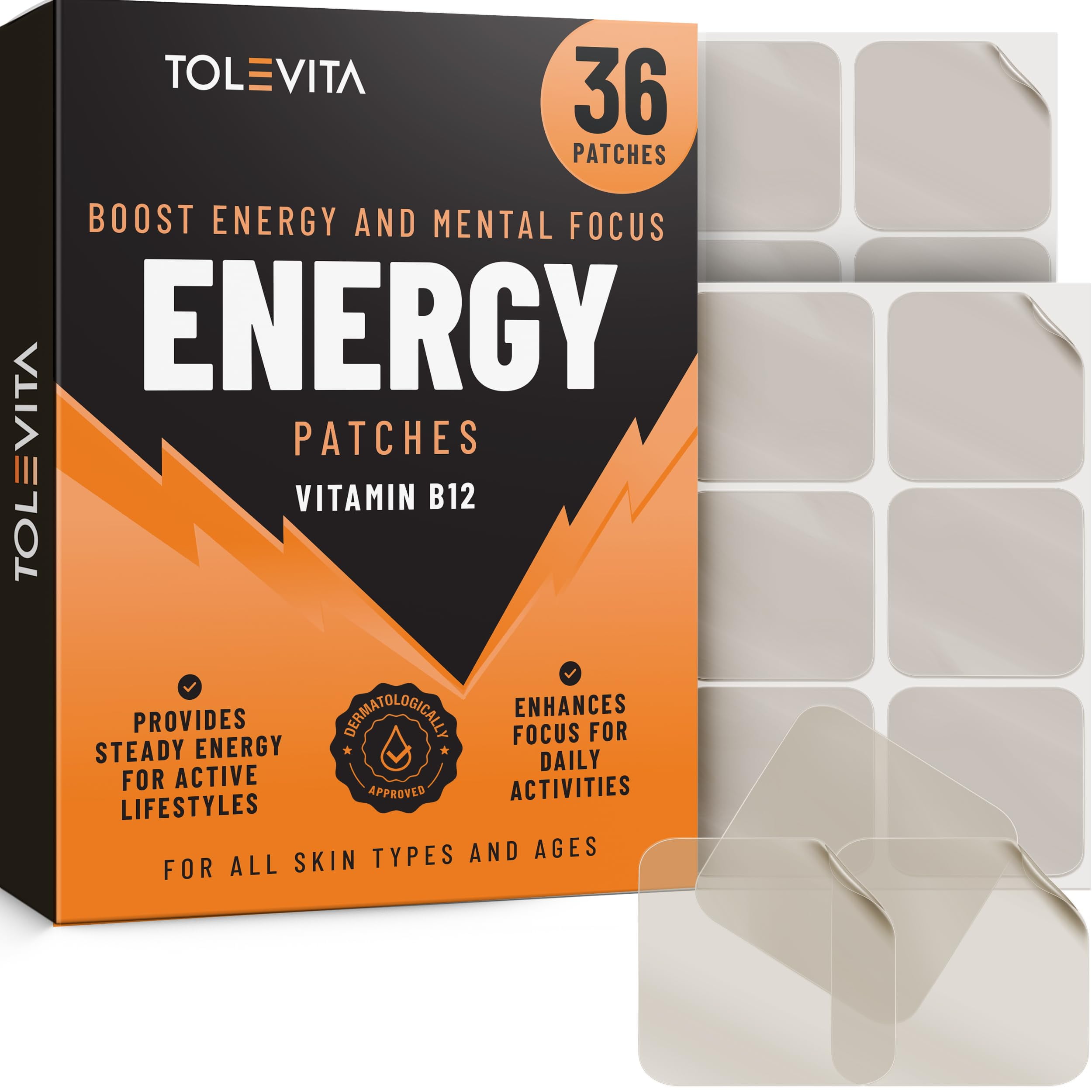 Energy Patches with Vitamin B12-36 Pcs | Boosts Energy, Mental Focus & Vitality | Perfect for ...