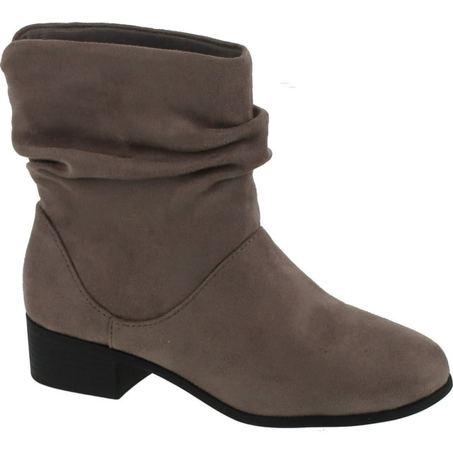 Energy Women's Slouchy Pull On Low Block Heel Ankle Booties - Walmart.com