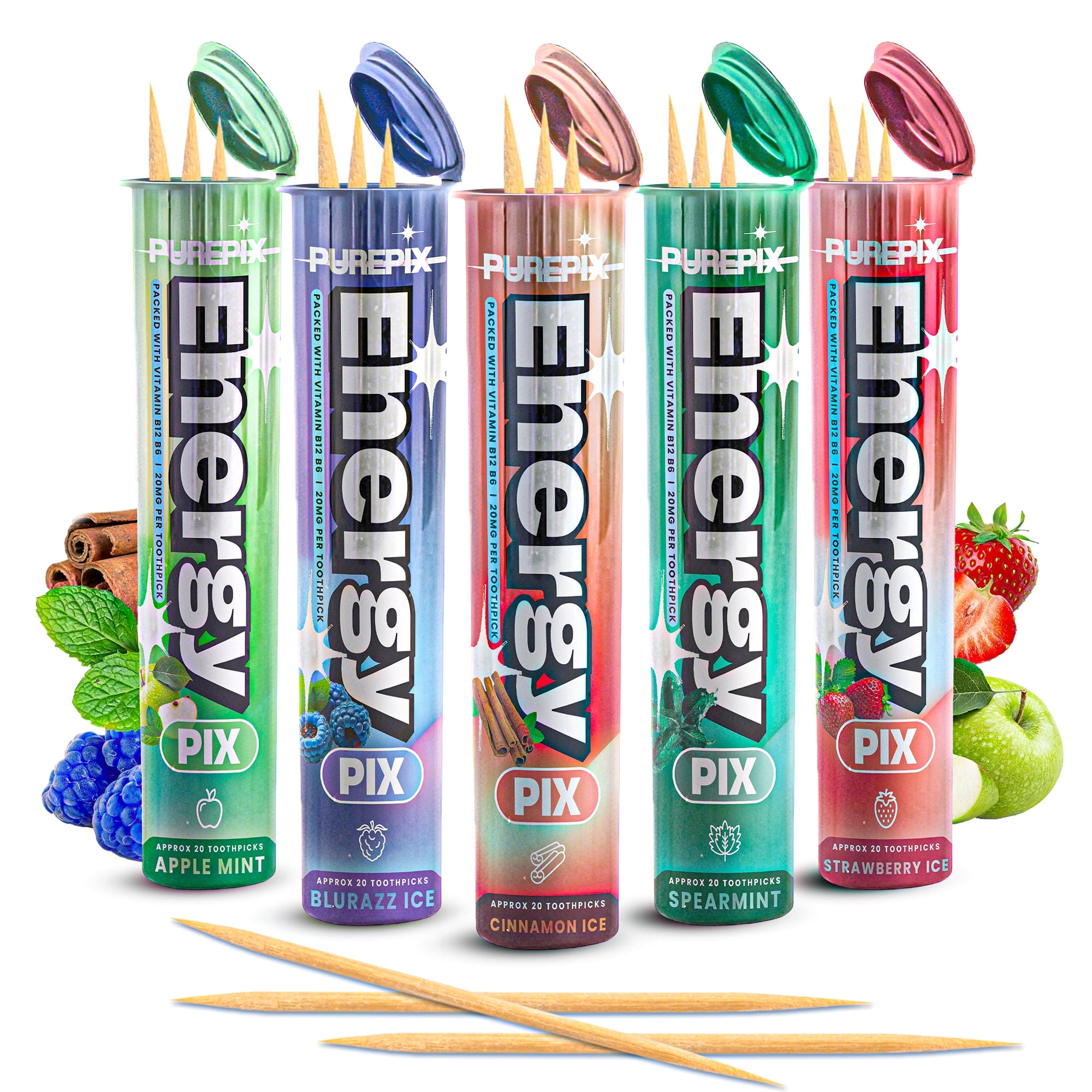 EnergyPix Extra Thick Caffeine Flavored Toothpicks - Infused with L ...