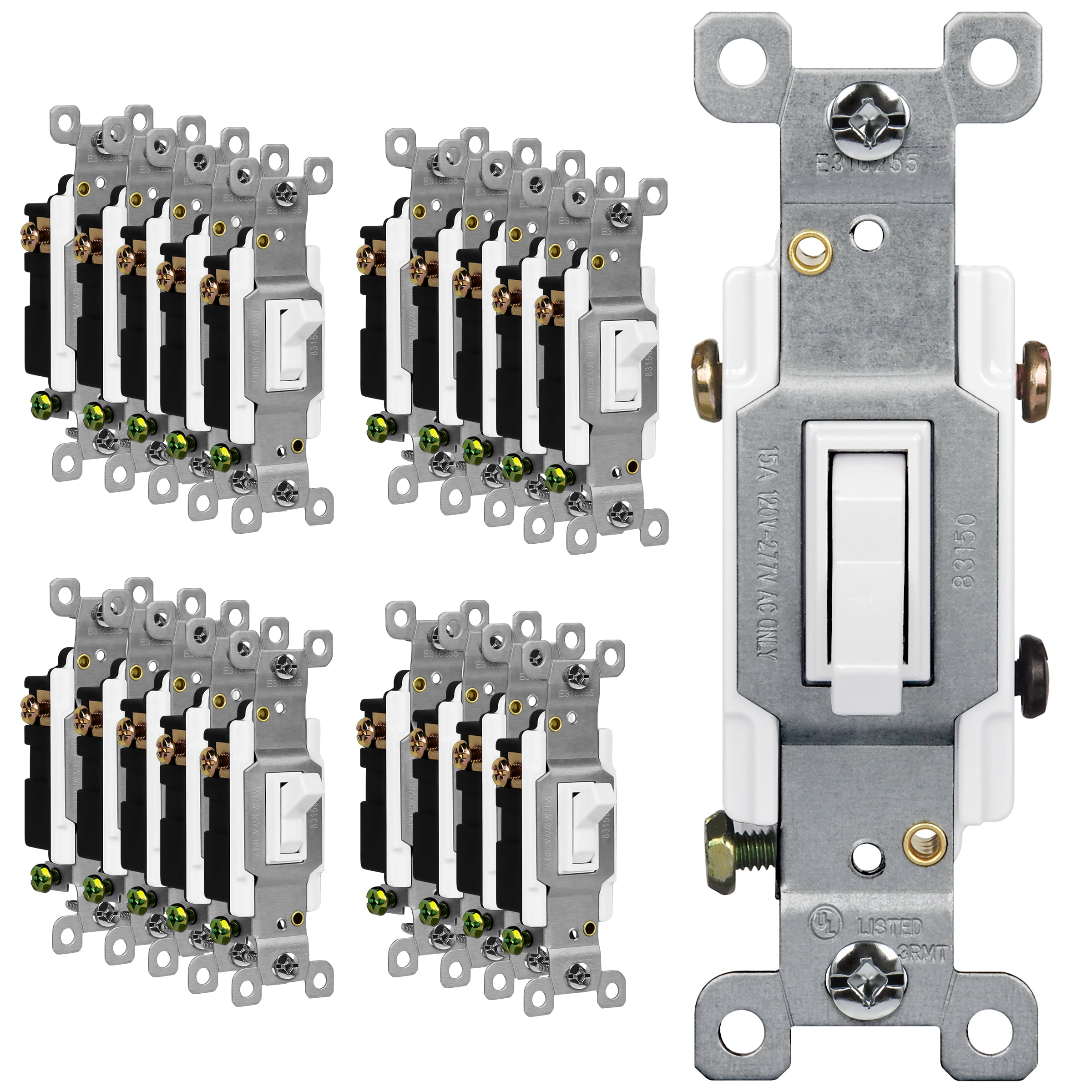 Enerlites 3 Way Toggle Switch Residential Grade 120V 20-CT - Walmart.com