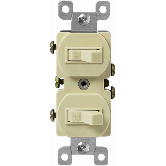 Enerlites Ivory Duplex Toggle Light Switch, 5A 120V, Residential or ...