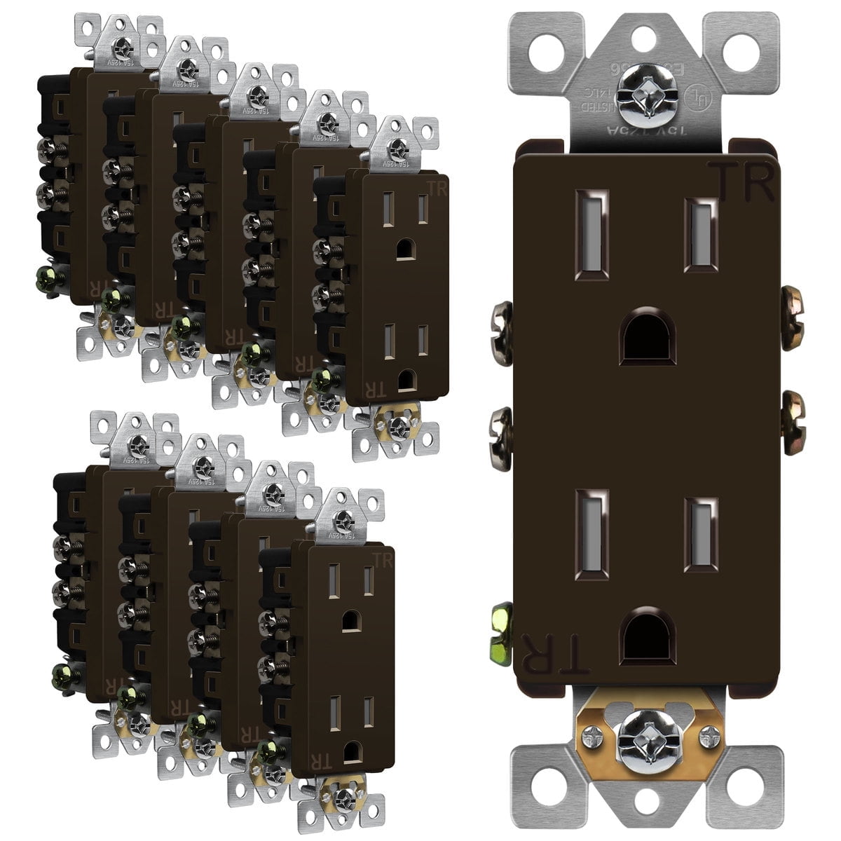 Enerlites 61501-TR, 15 A 125 V Brown Decorator Receptacle Electrical ...