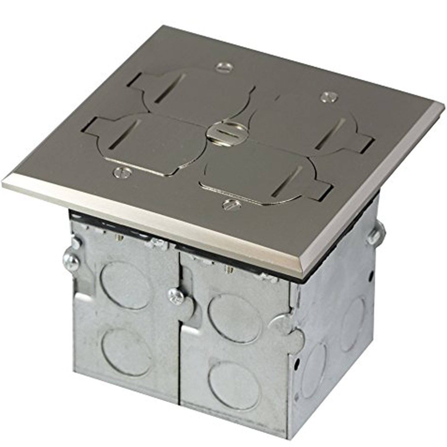 Enerlites 975549-S Nickel Plated Brass Flip Lid Floor Box Assembly, 2 ...