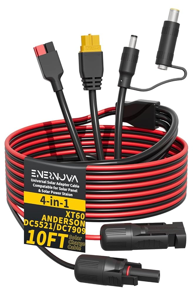 Enernova 10Ft Solar Charge Cable 4-in-1 Solar Connector, Universal ...
