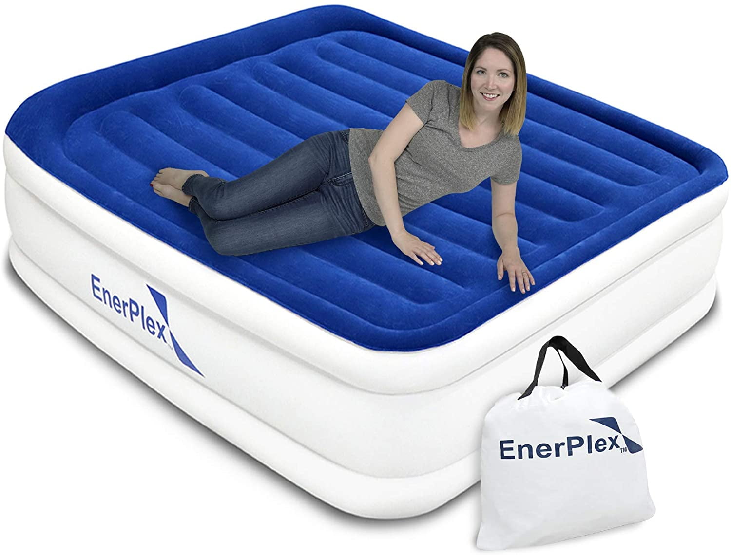 Enerplex Ultra Comfortable 15 Inch Double High Queen Air Mattress with ...