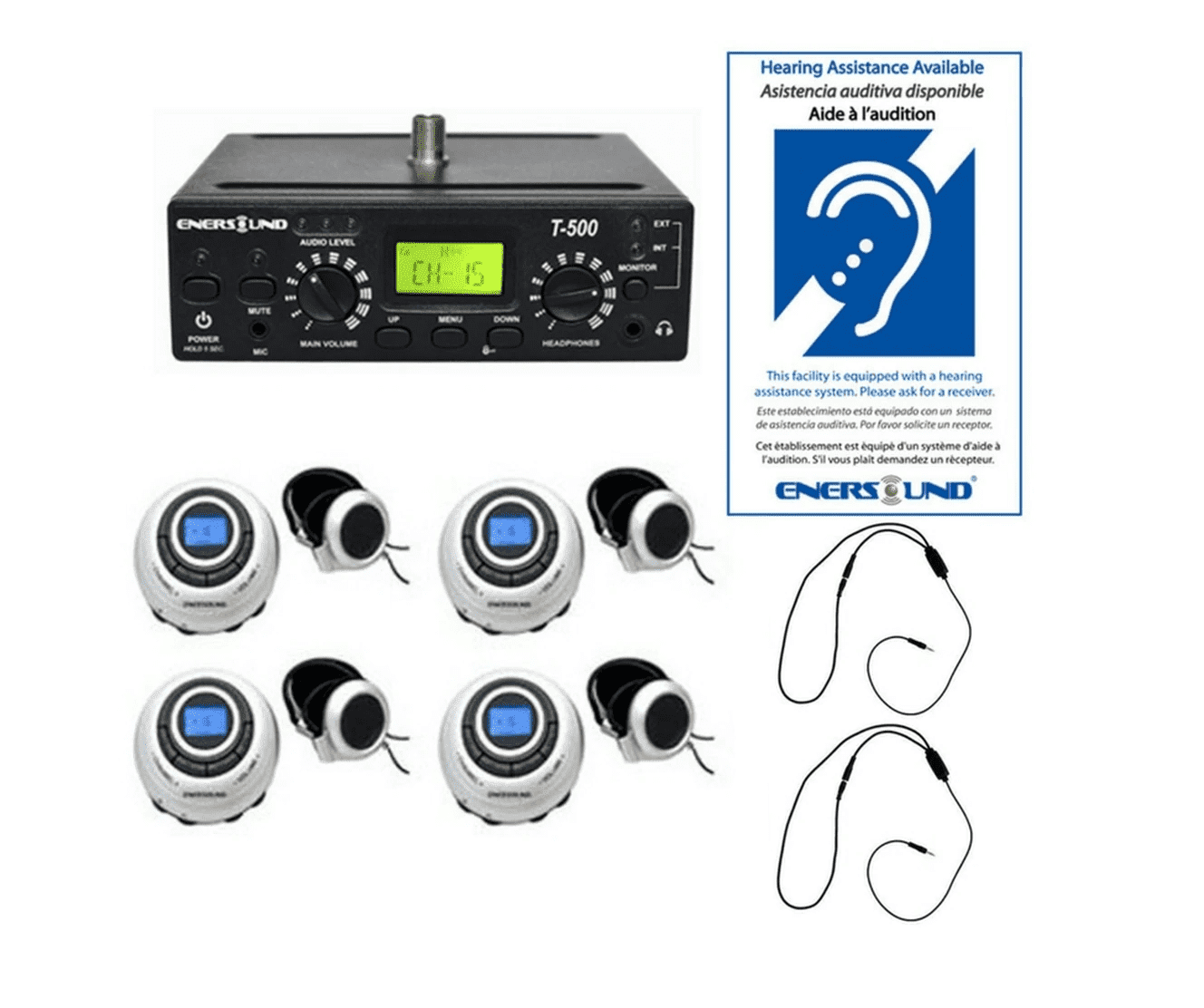 Enersound 4-Person Assistive Listening System with Neckloops and ADA ...
