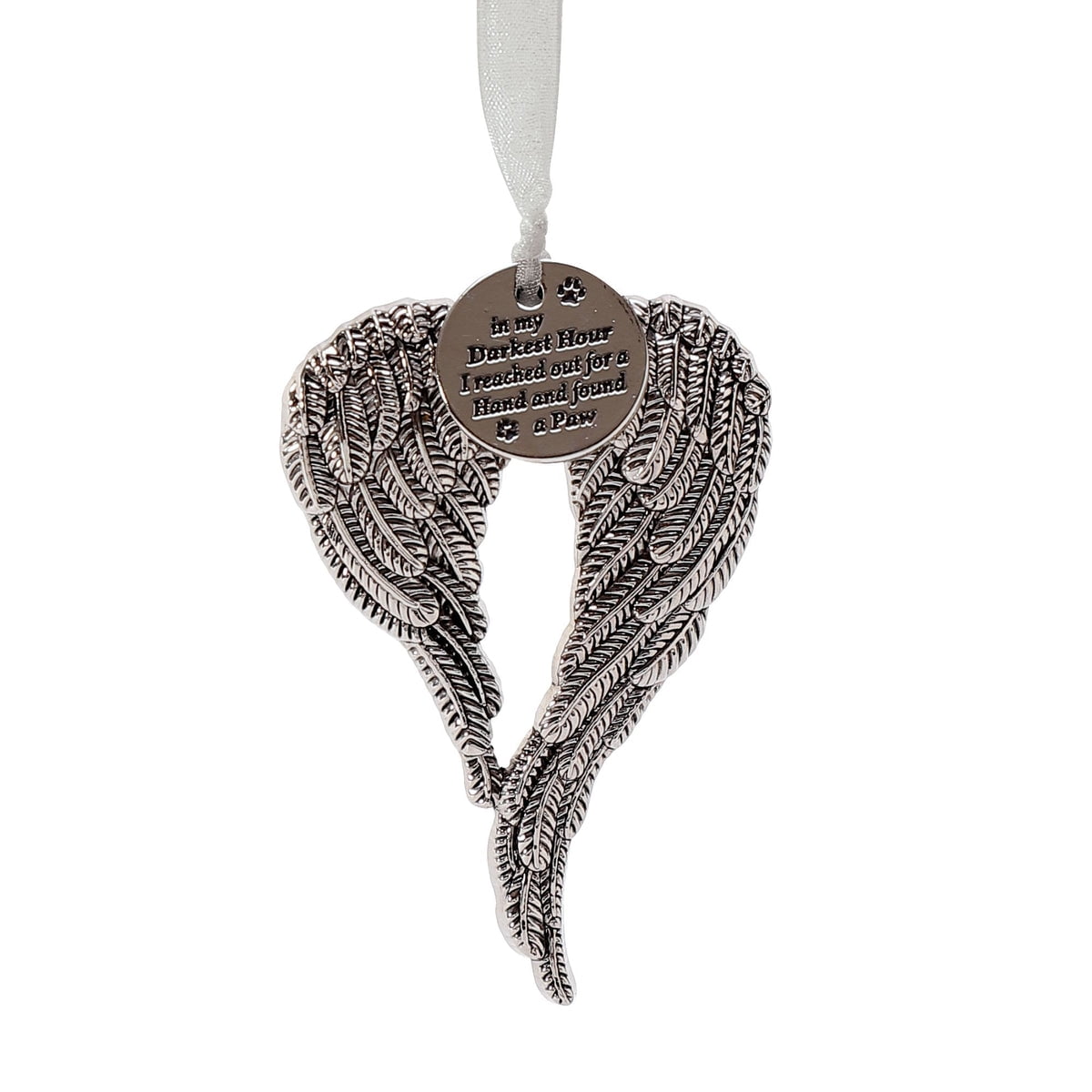 Enesco Found A Paw 3.5 Inch Silver Tone Boxed Angel Wings Hanging ...