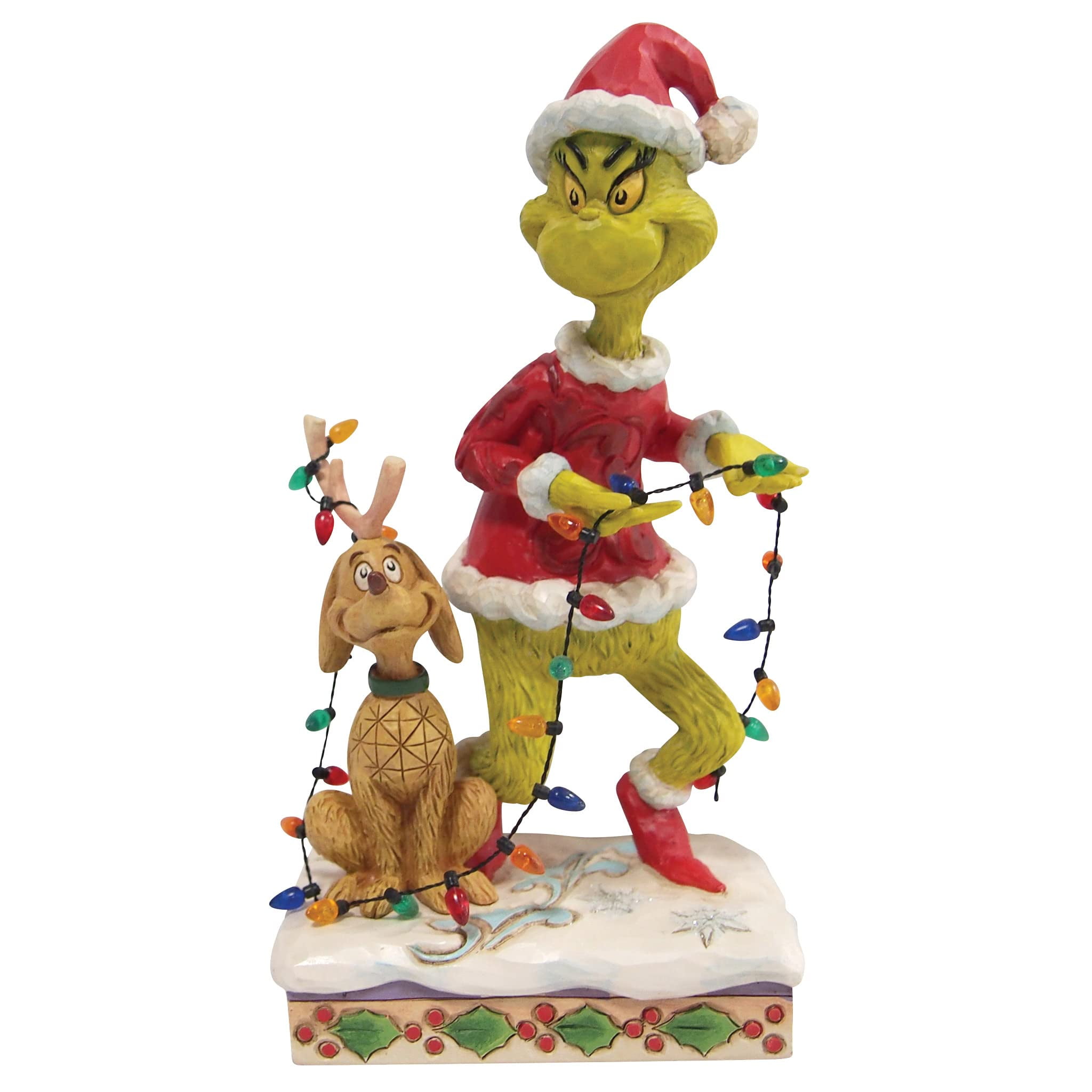 Enesco Grinch by Jim Shore, Grinch and Max Wrapped in Lights, Resin ...