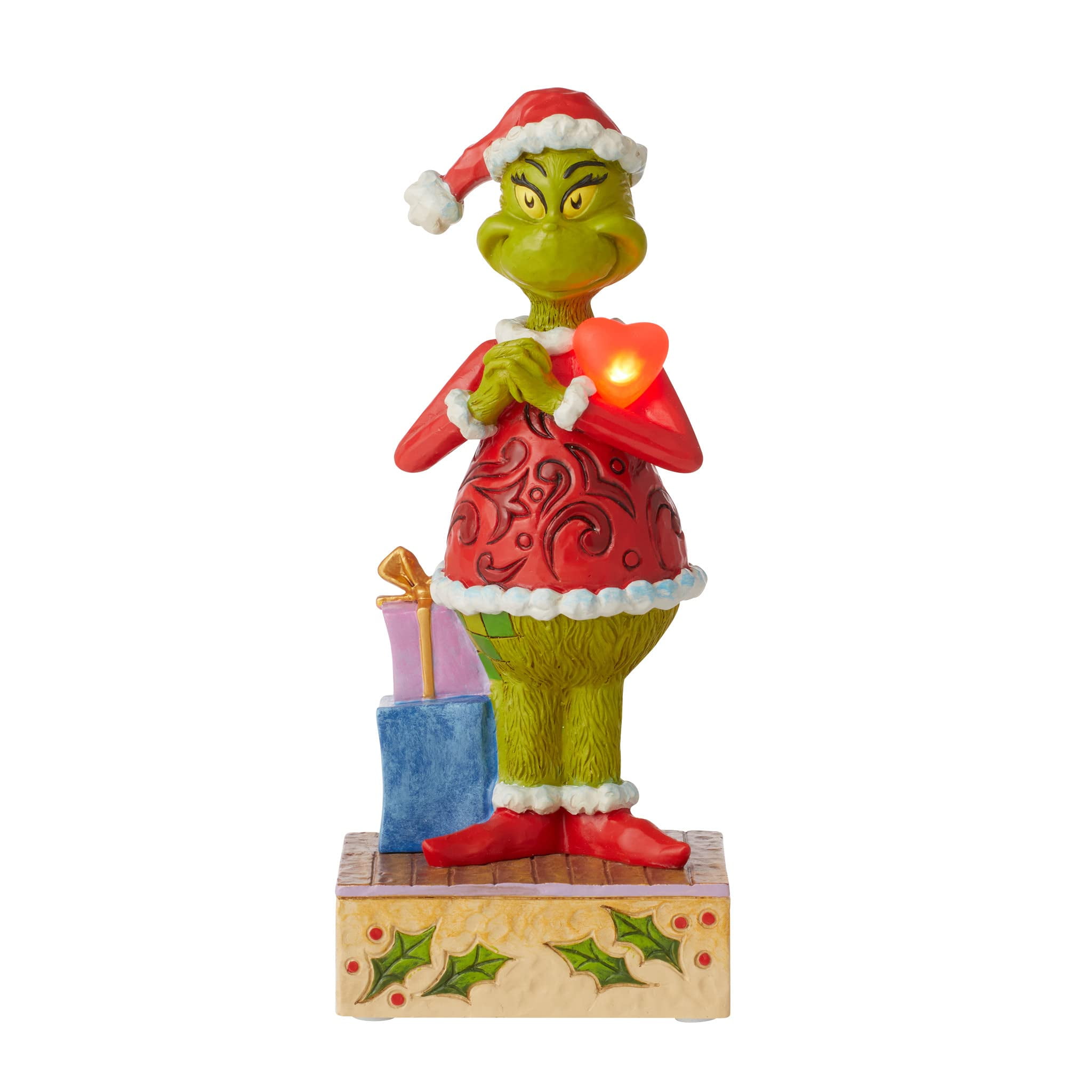 Jim Shore Resin Decor - Dr. Seuss Grinch with Large Red Heart Figurine ...