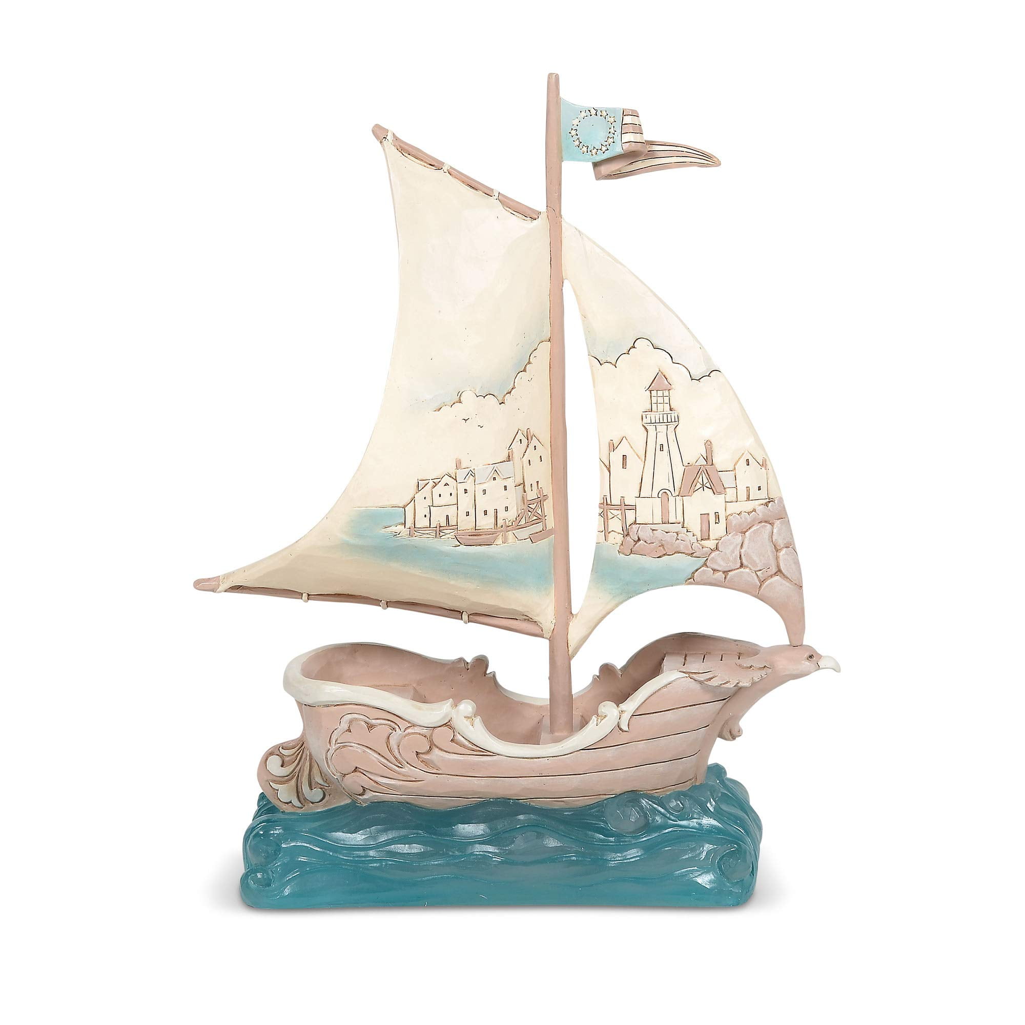 Enesco Jim Shore Heartwood Creek Coastal Sailboat with Scene Figurine ...