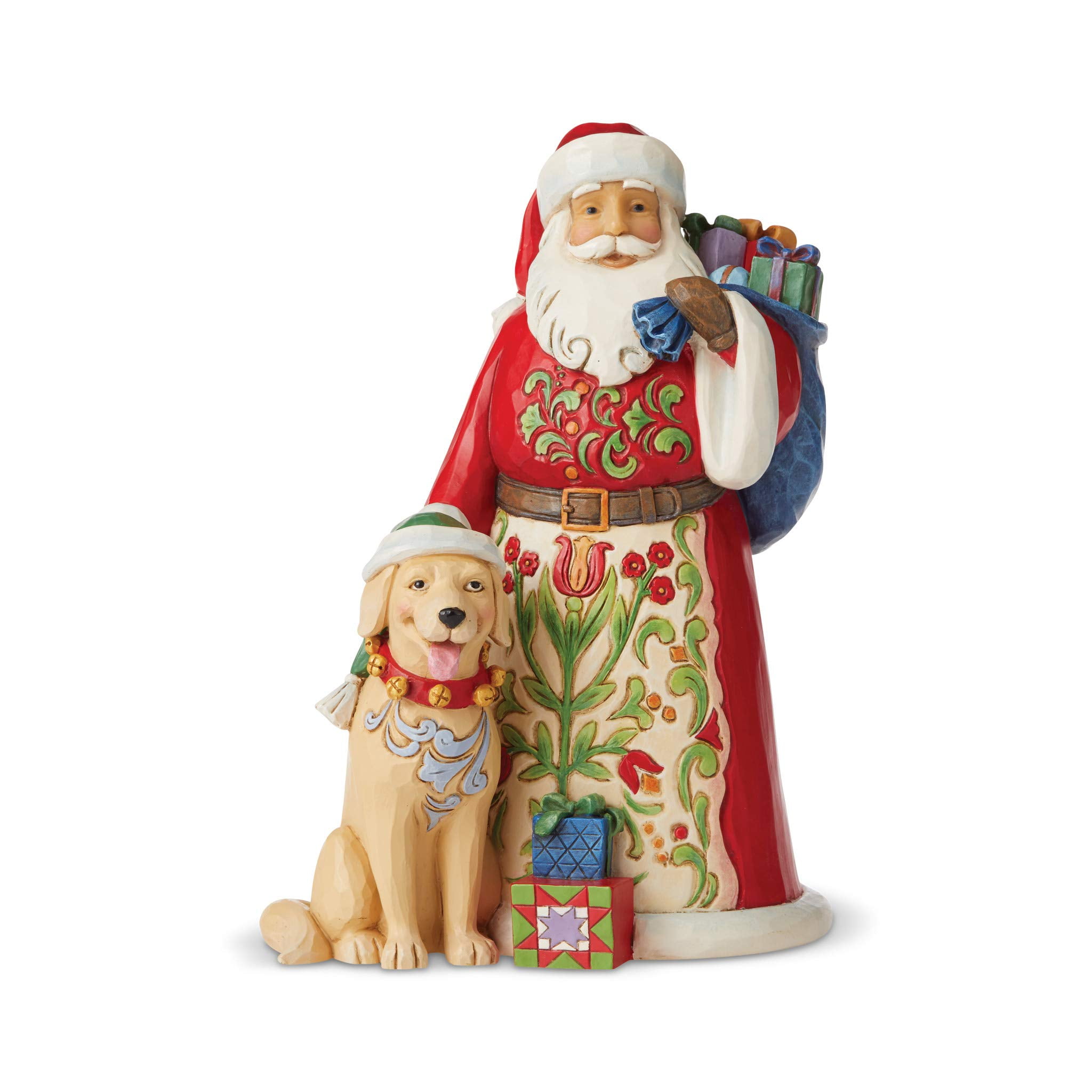Enesco Jim Shore Heartwood Creek Santa with Dog Figurine, 9-Inch Height ...