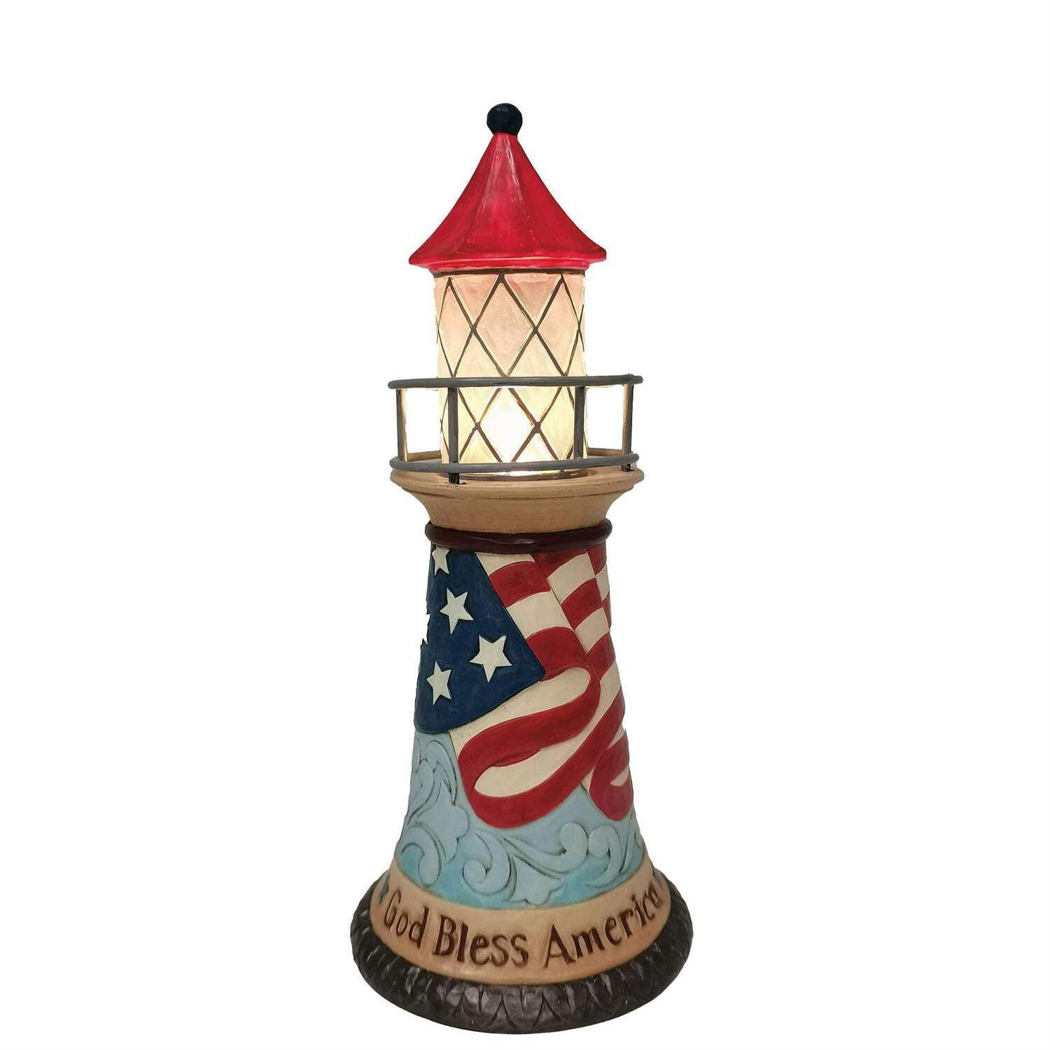 Enesco Jim Shore Patriotic Lighted Lighthouse, Figurine, 1in H ...
