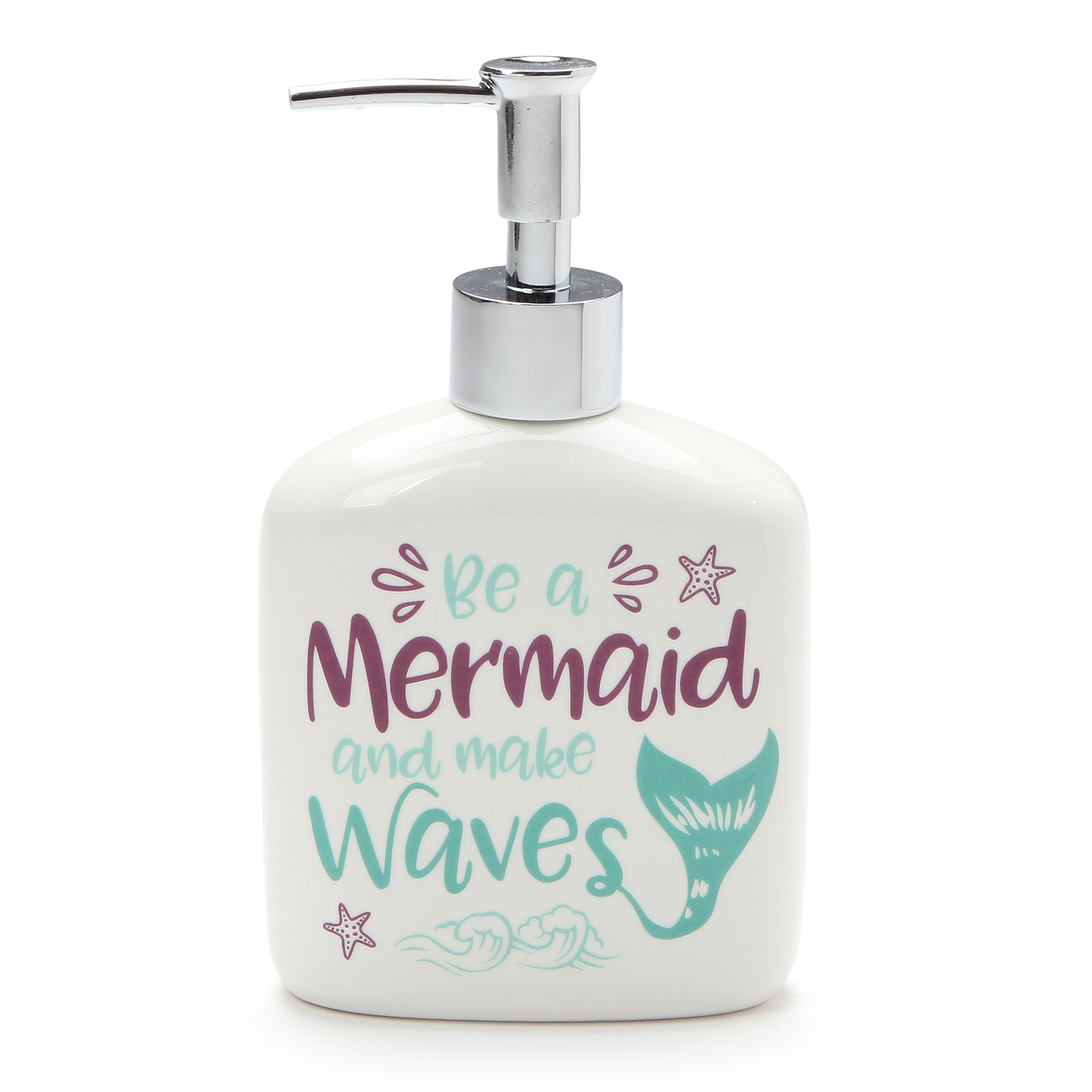 Enesco Our Name is Mud Mermaid Waves Stoneware Soap Dispenser, 12 oz ...