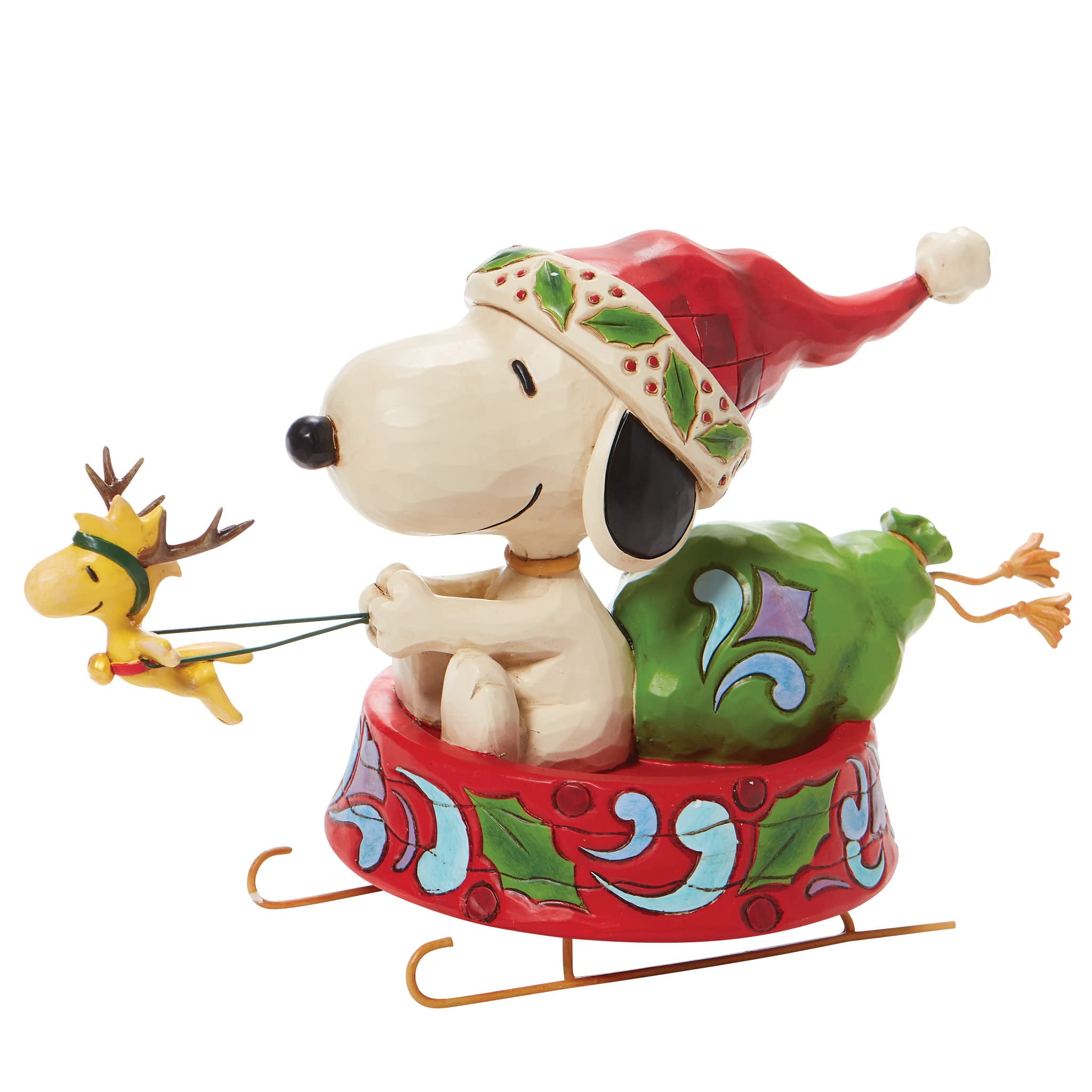 Enesco Peanuts by Jim Shore Santa Snoopy in Dog Bowl Sled Figurine ...