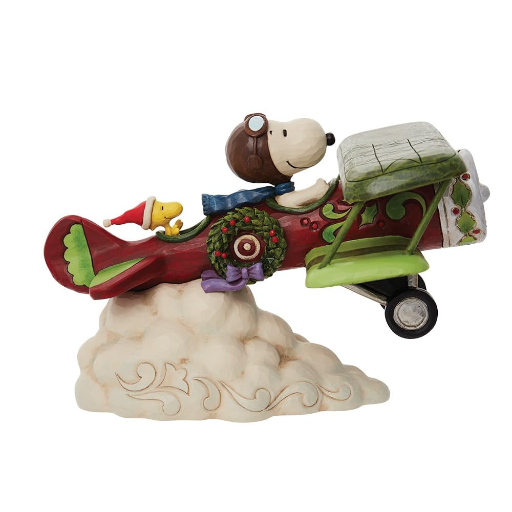 Jim Shore Peanuts Snoopy Flying Ace Plane Figurine with Woodstock ...