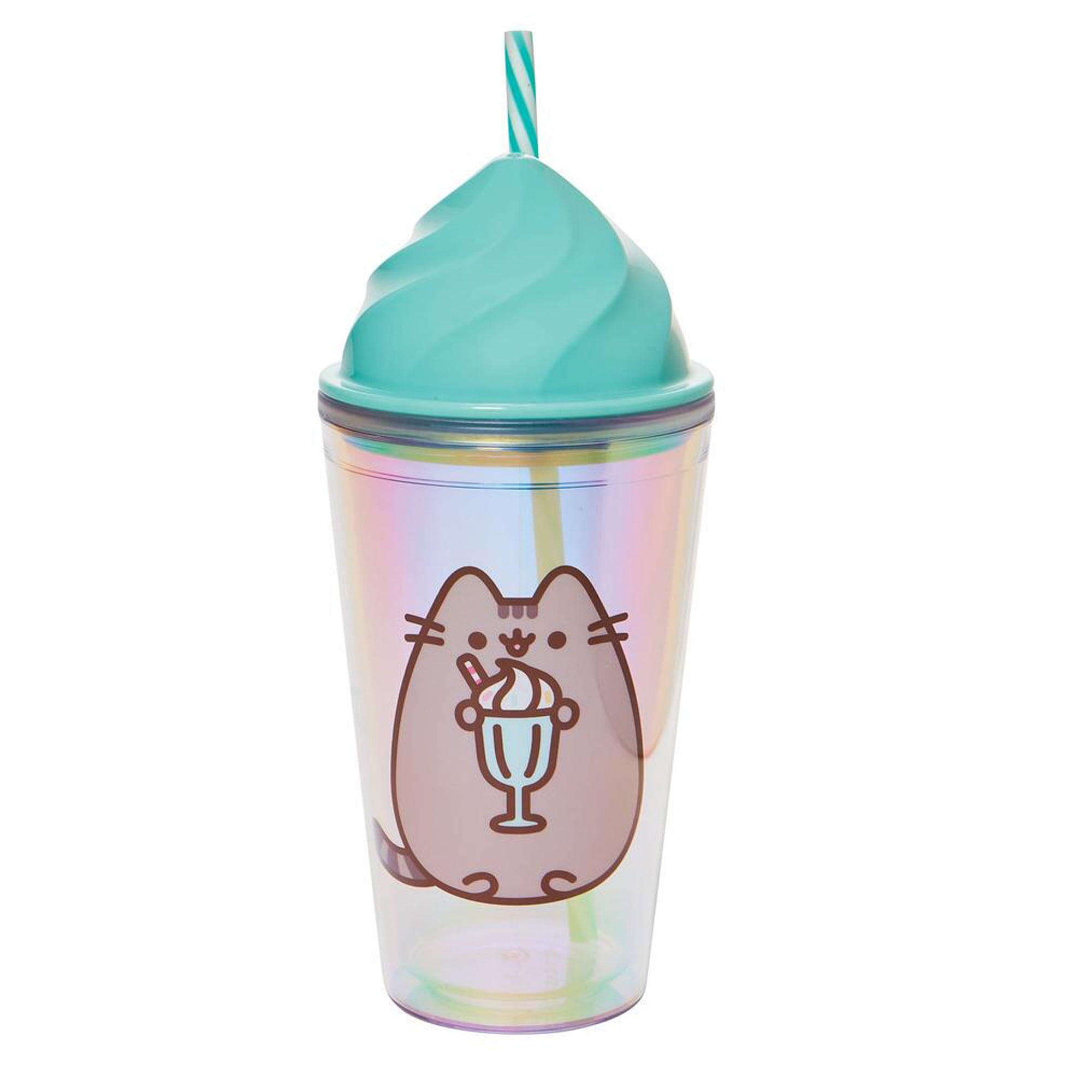 Enesco Pusheen The Cat Iridescent Whipped Tumbler Cup with Straw, 9 ...