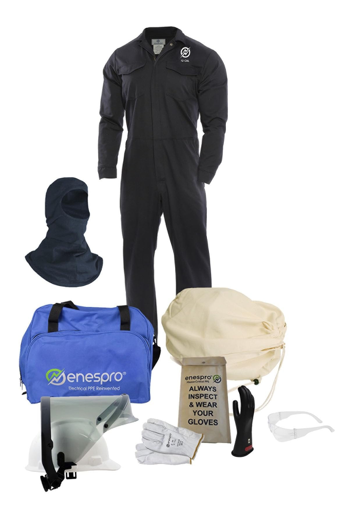 Enespro ArcGuard, CAT 2, 12 Calorie, Arc Flash Suit Kit with FR ...
