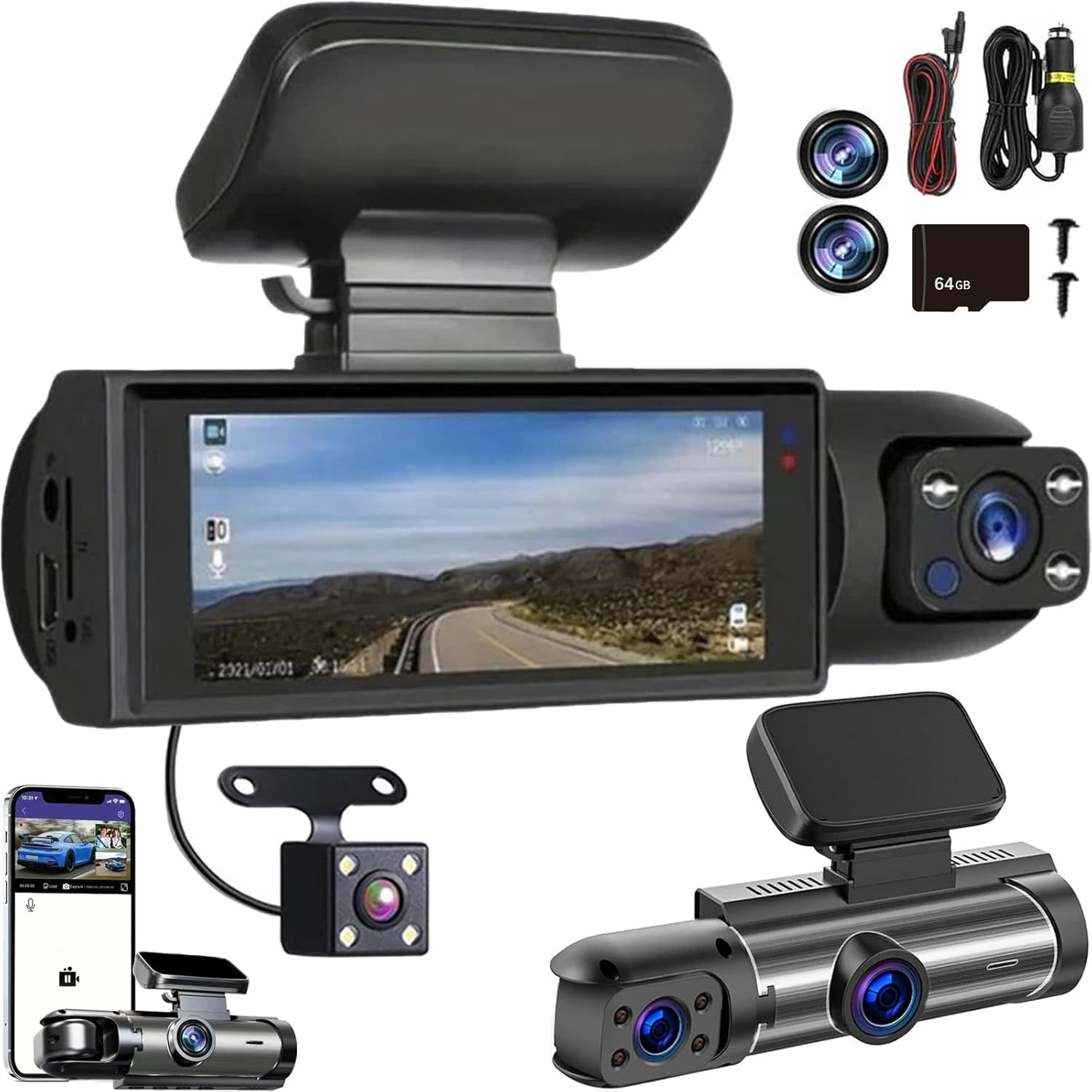 Enesy Car Dash Cam, 2025 New 1080p Car Camera - Enesy Front and Rear ...