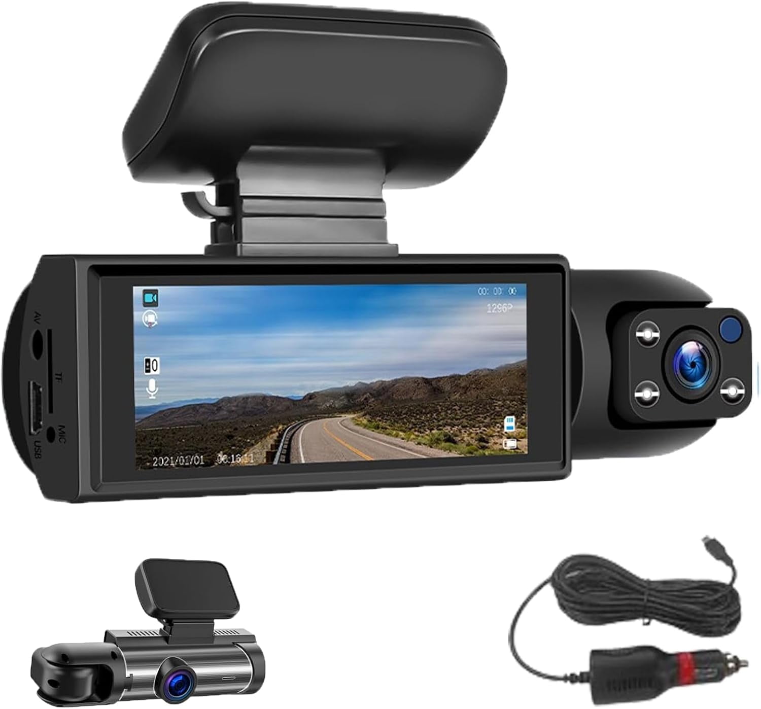 Enesy Front and Rear Dash Camera - 1080p HD Front & Rear Dashcam, Enesy ...