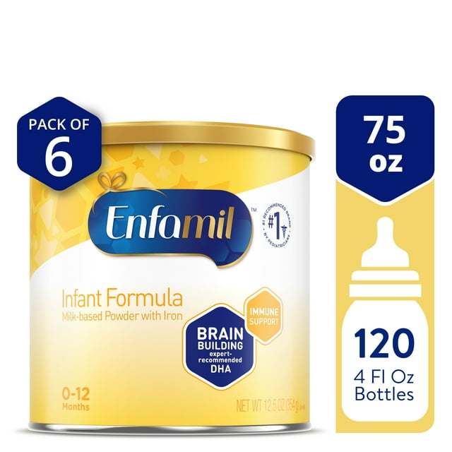 Enfamil Powder Baby Formula with Iron, 12.5 oz Can, 6 count - Walmart.com